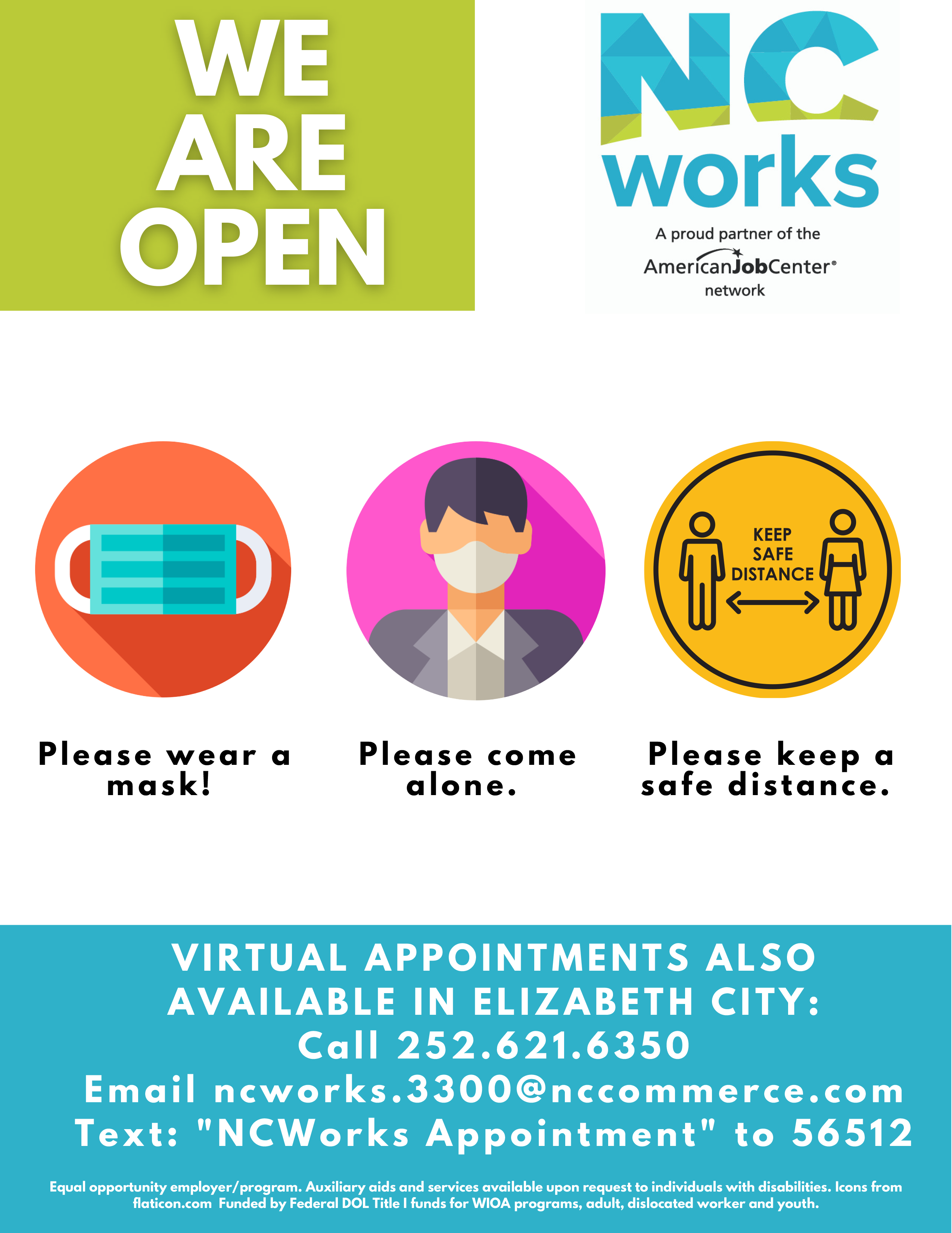 NCWorks Career Centers Fully Reopened to the Public - Currituck Chamber ...